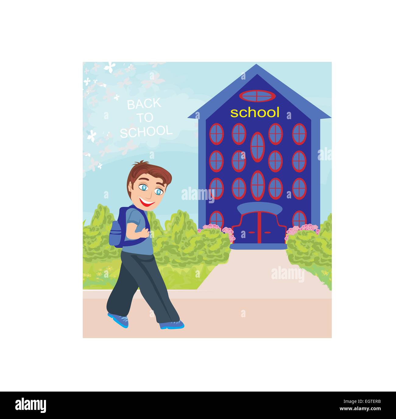 smiling boy going to school Stock Vector Image & Art - Alamy