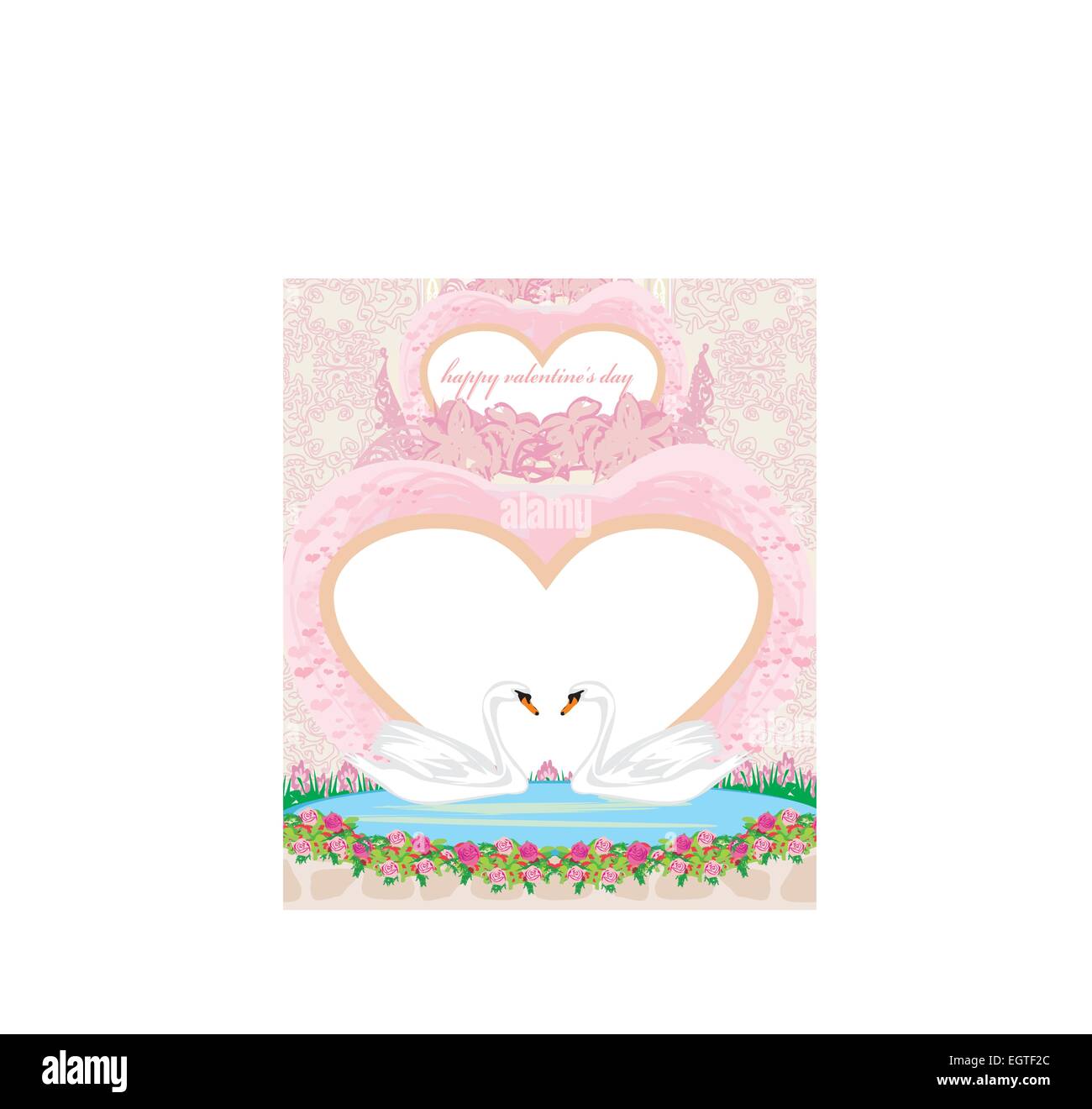 Wedding card with two romantic swans Stock Vector Image & Art - Alamy