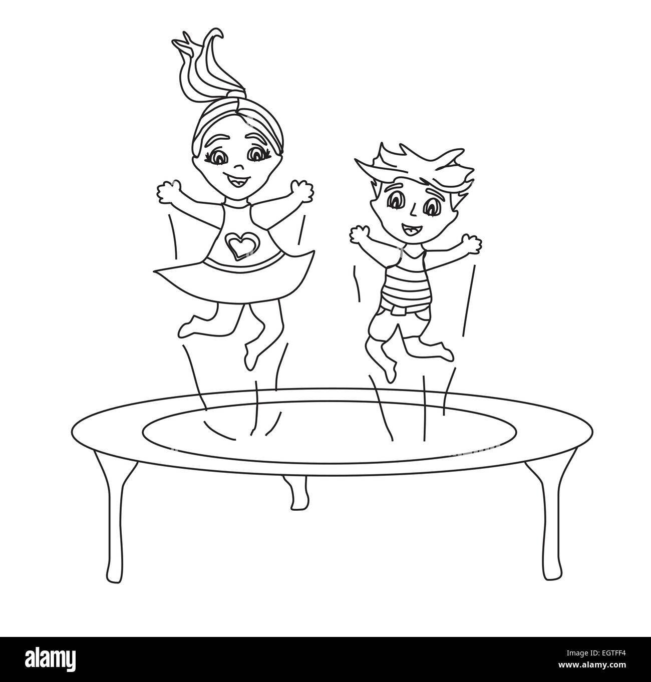 Cartoon boy girl jumping on Black and White Stock Photos & Images - Alamy