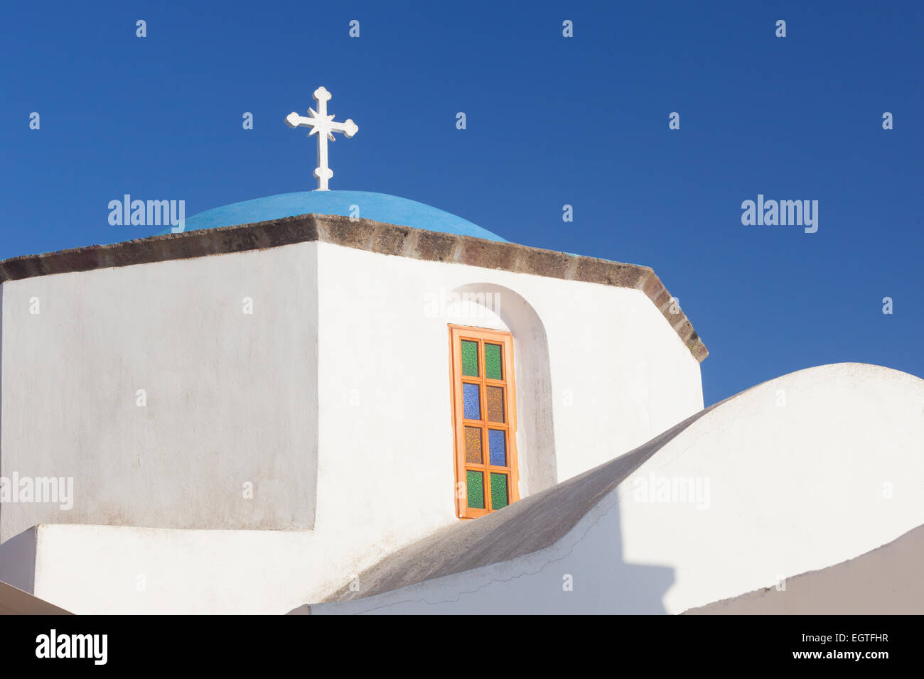 Famous blue church santorini hi-res stock photography and images - Alamy
