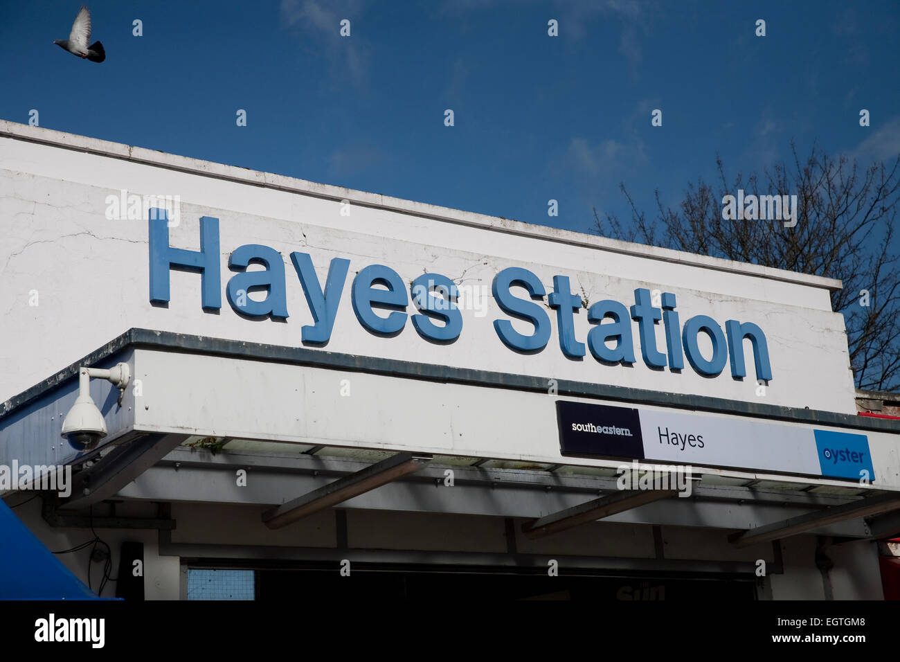 Blue skies over Hayes Railway Station in Kent despite the forecast for ...