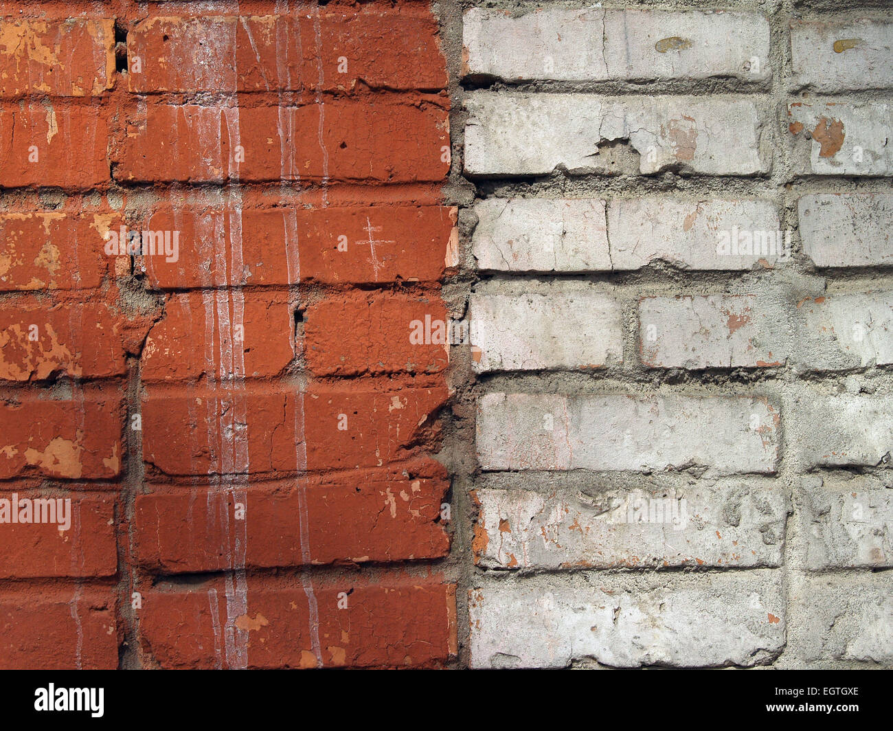 Red and white bricks and brickwork joints Stock Photo - Alamy