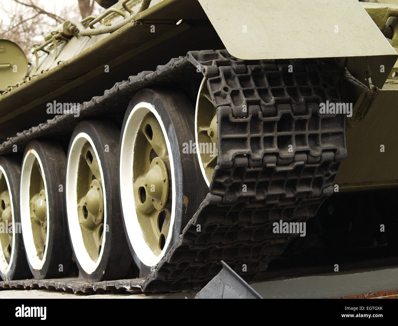 Tracks of museum World War II tank Stock Photo - Alamy