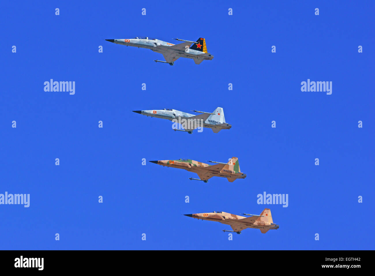 F-5 Tiger II aircraft flying in formation at 2015 Yuma Air Show at Yuma ...