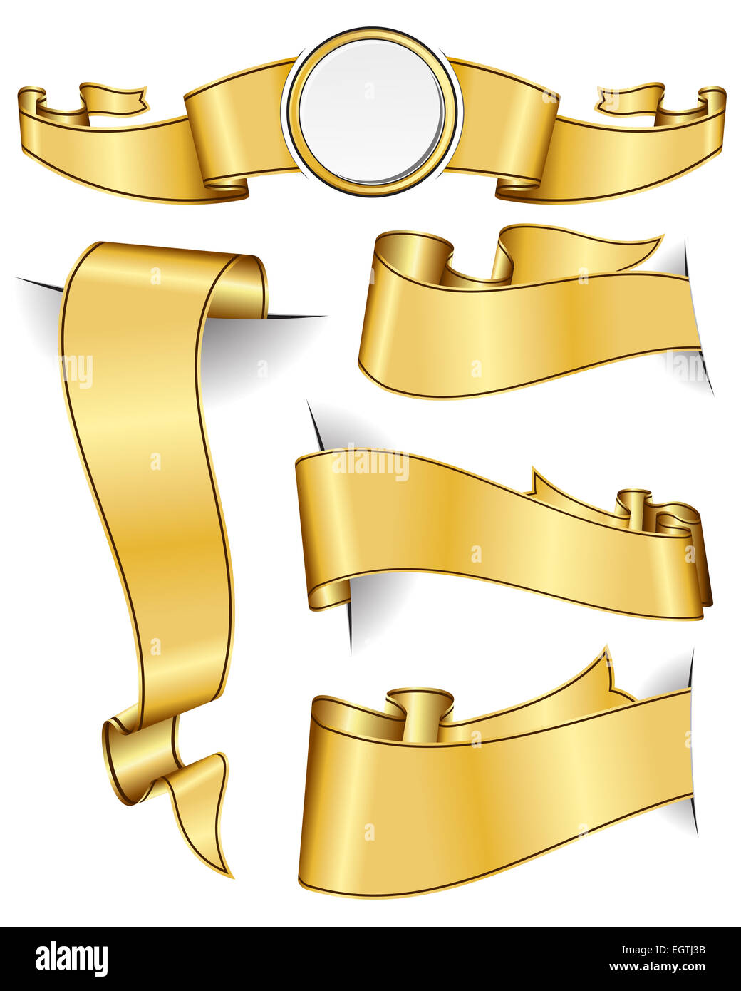 Gold ribbon collection Stock Photo - Alamy