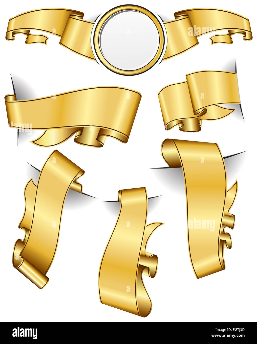 Gold ribbon collection Stock Photo - Alamy