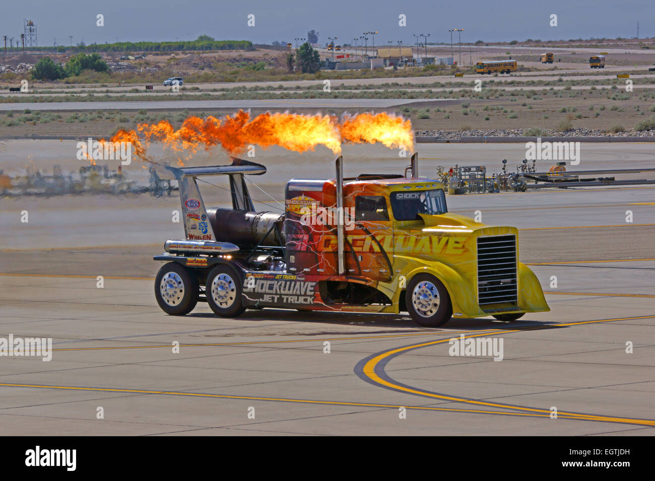 Shockwave Jet Truck with actual jet engine races at 2015 Yuma Air Show ...