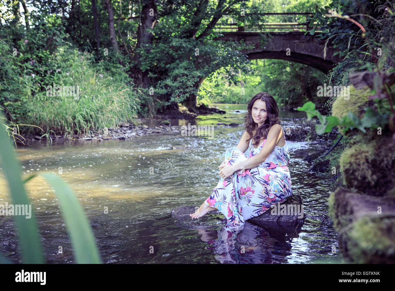 Woman in the river hi-res stock photography and images - Alamy