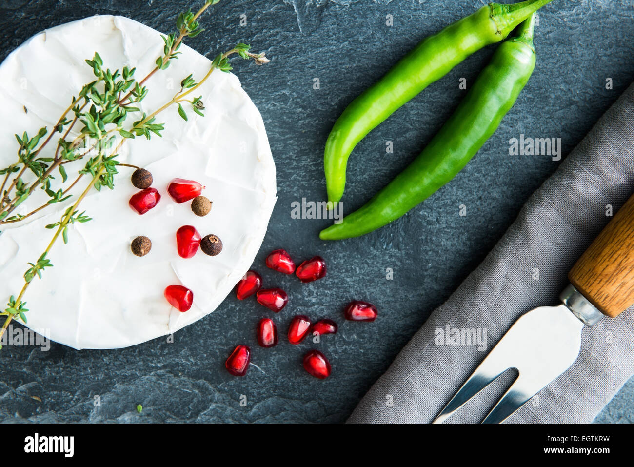 Closeup on camembert on stone substrate Stock Photo - Alamy