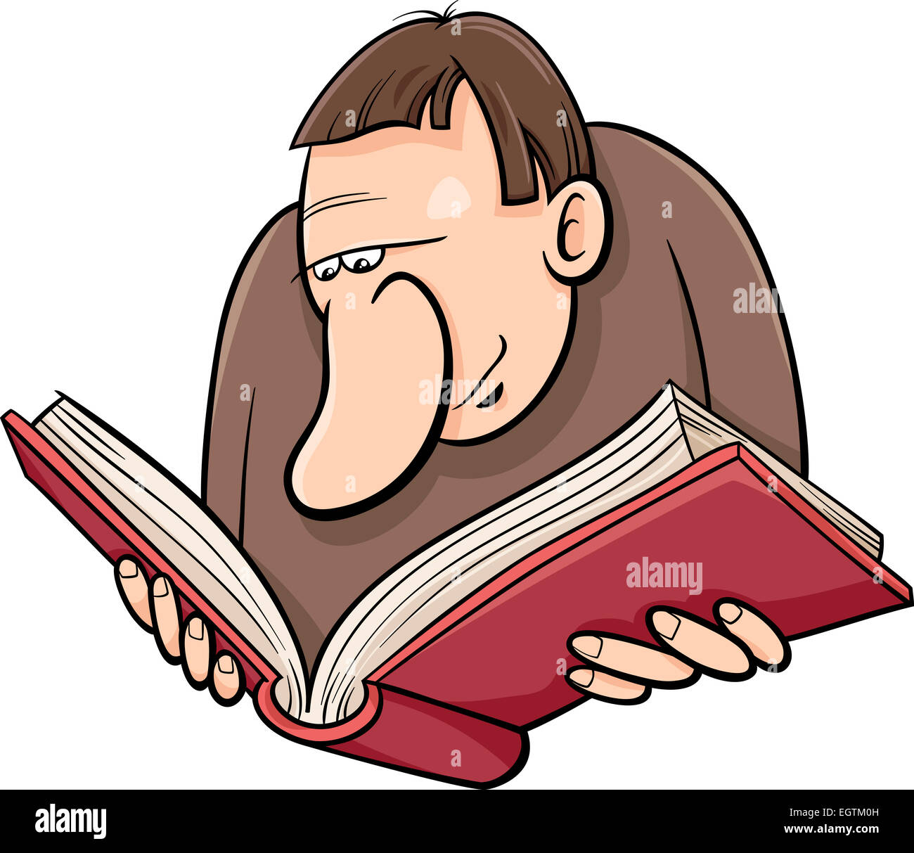 Cartoon Illustration of Reader with Book Stock Photo - Alamy