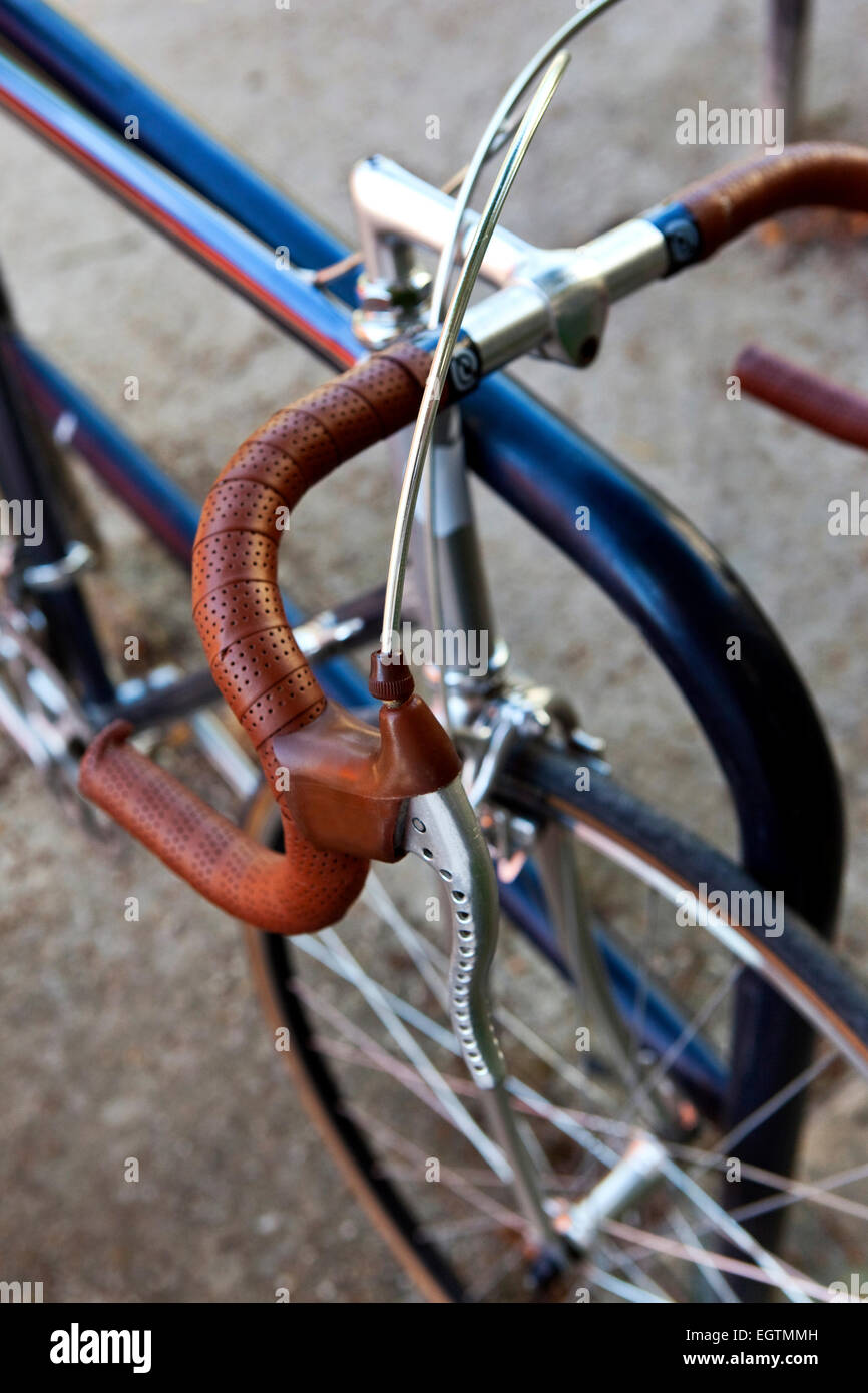 Stylish bike and handlebar covered of leather Stock Photo - Alamy