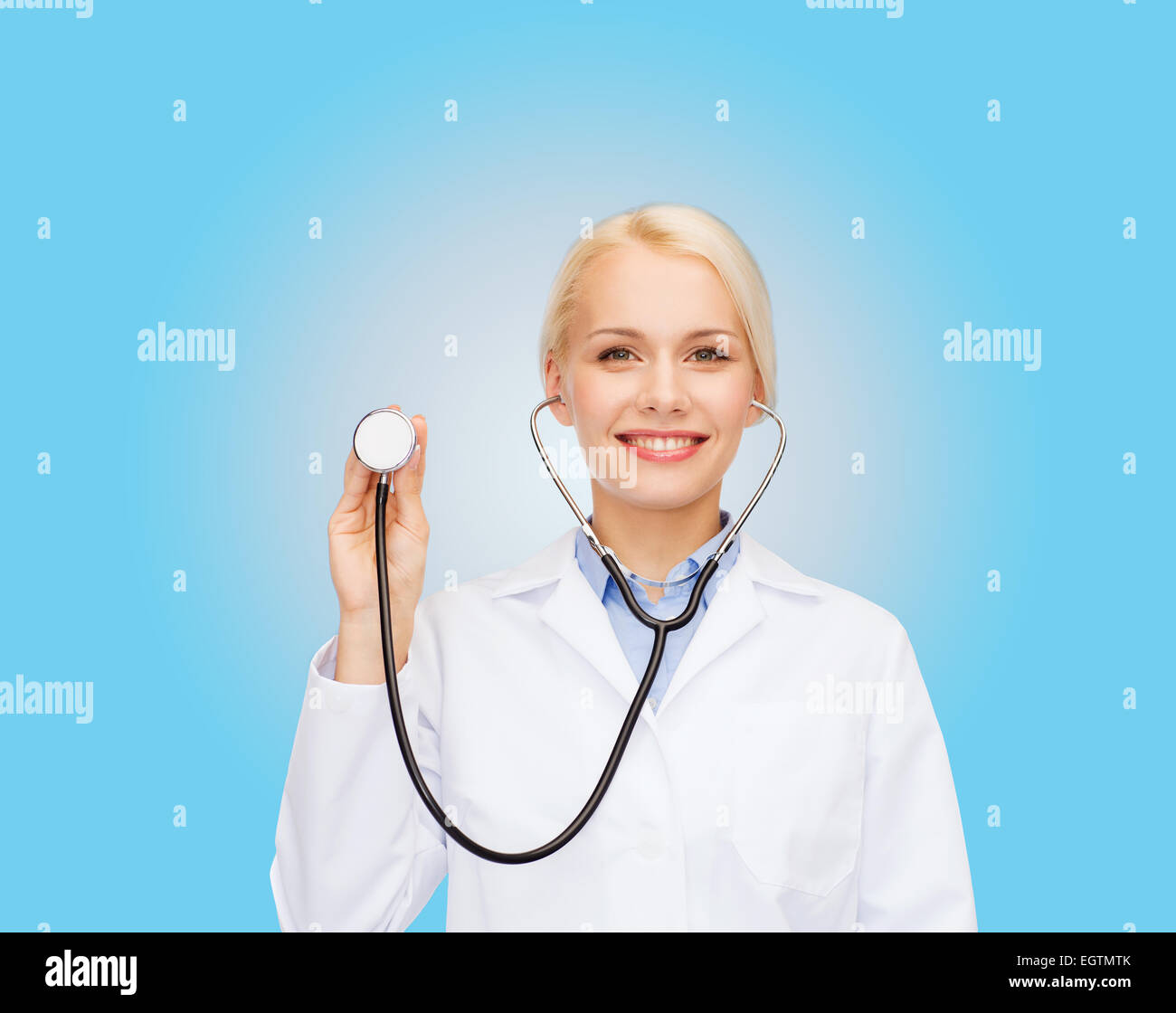 smiling female doctor with stethoscope Stock Photo - Alamy
