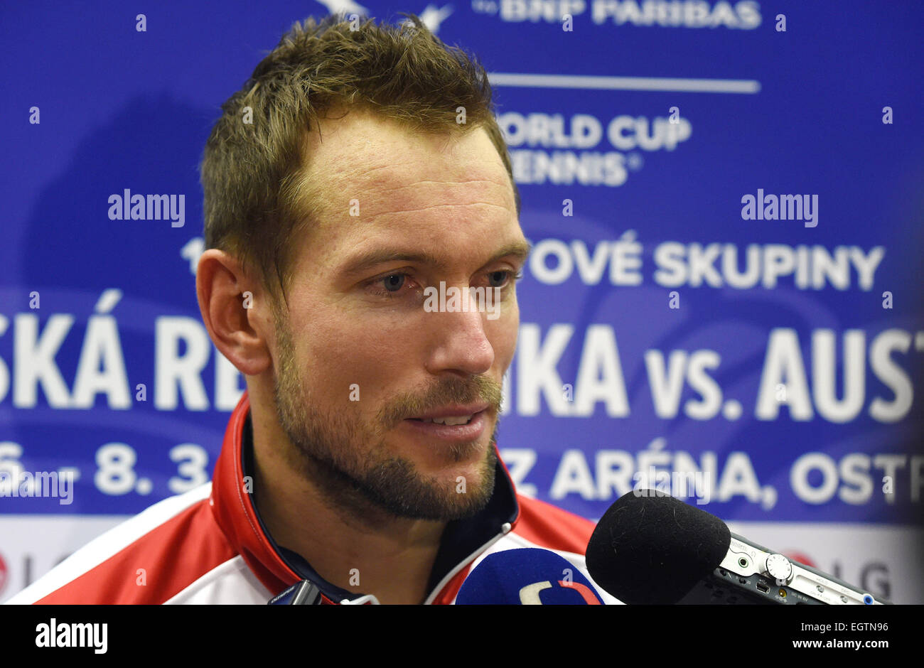 Ostrava, Czech Republic. 2nd Mar, 2015. Czech tennis player Jan Mertl ...