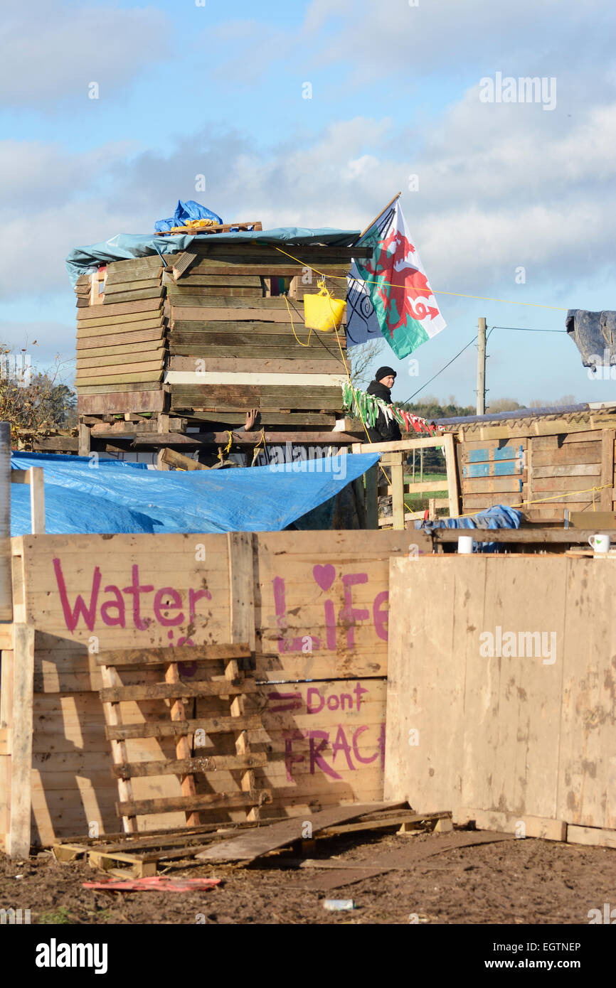 Fortified structure constructed mainly with pallets in preparation for ...