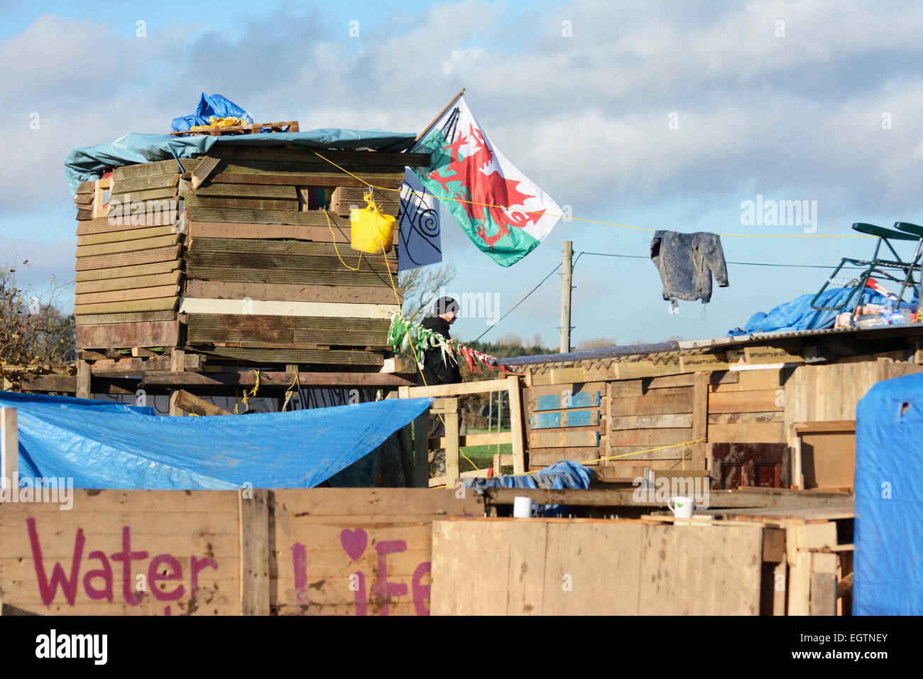 Fortified structure constructed mainly with pallets in preparation for ...