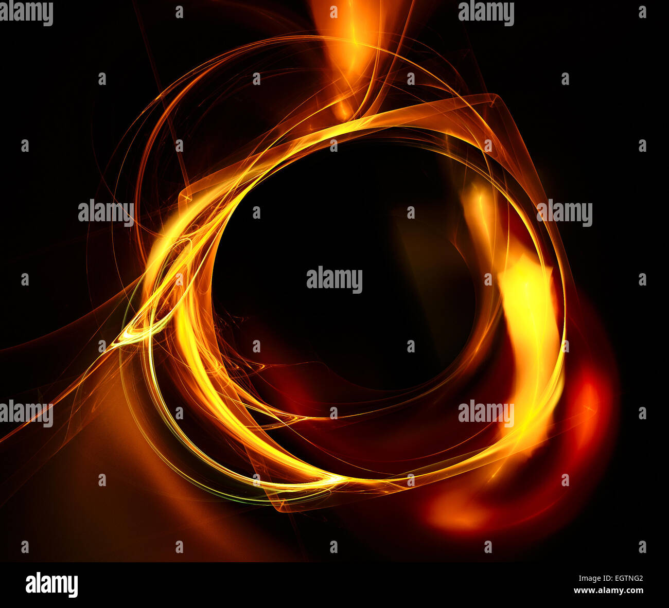 Fire frame. Round fiery form on a black background Stock Photo - Alamy