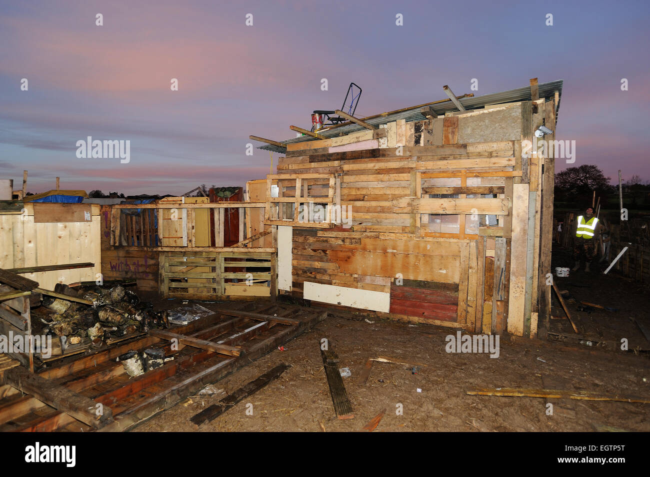 Fortified structure constructed mainly with pallets in preparation for ...