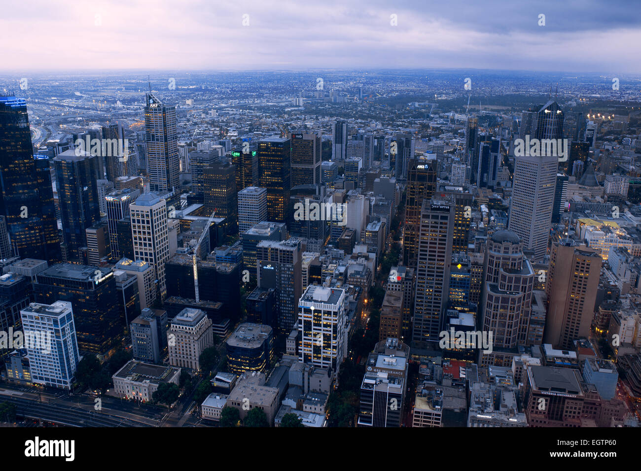 Aerial View of Melbourne City at Dusk Stock Photo - Alamy