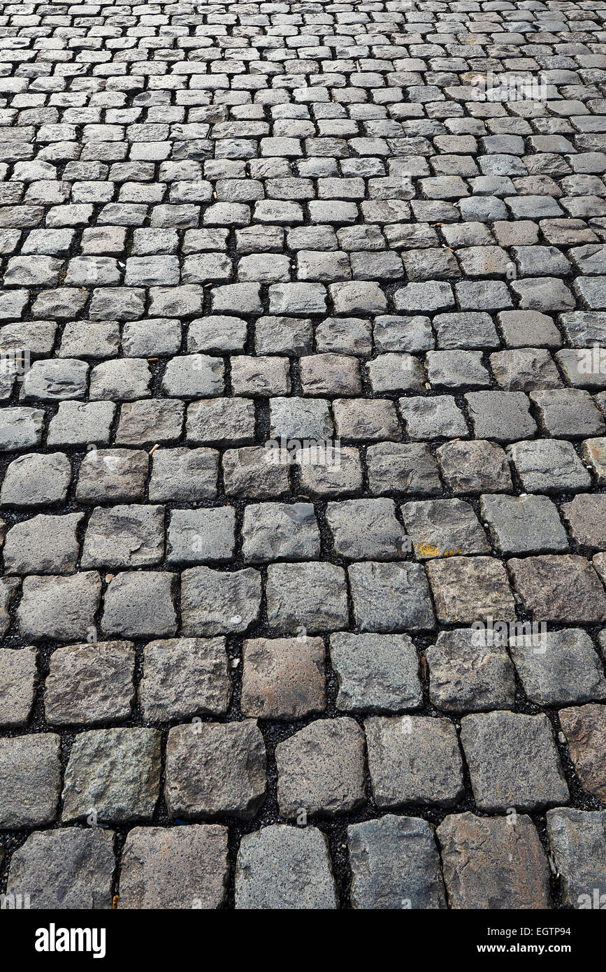 Detail of a cobbled road Stock Photo - Alamy