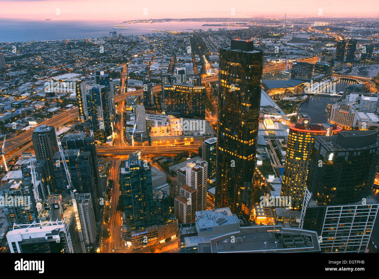 Melbourne Aerial View of City At Night Stock Photo - Alamy Melbourne Aerial View of City At Night Stock Photo - Alamy