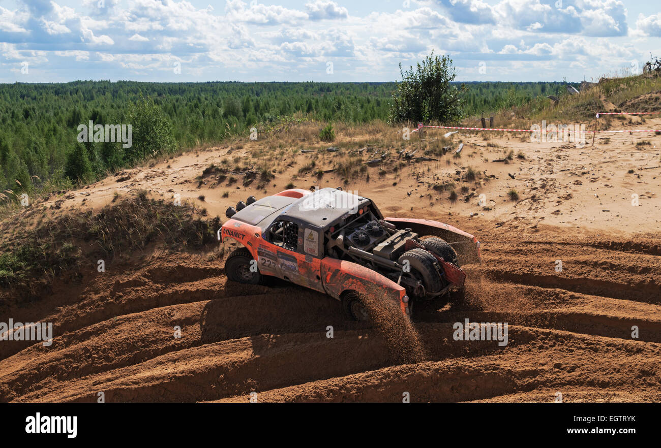 Races on a rally-raid on sandy dunes. Rally-raid Baha "Belarus" 2014 ...
