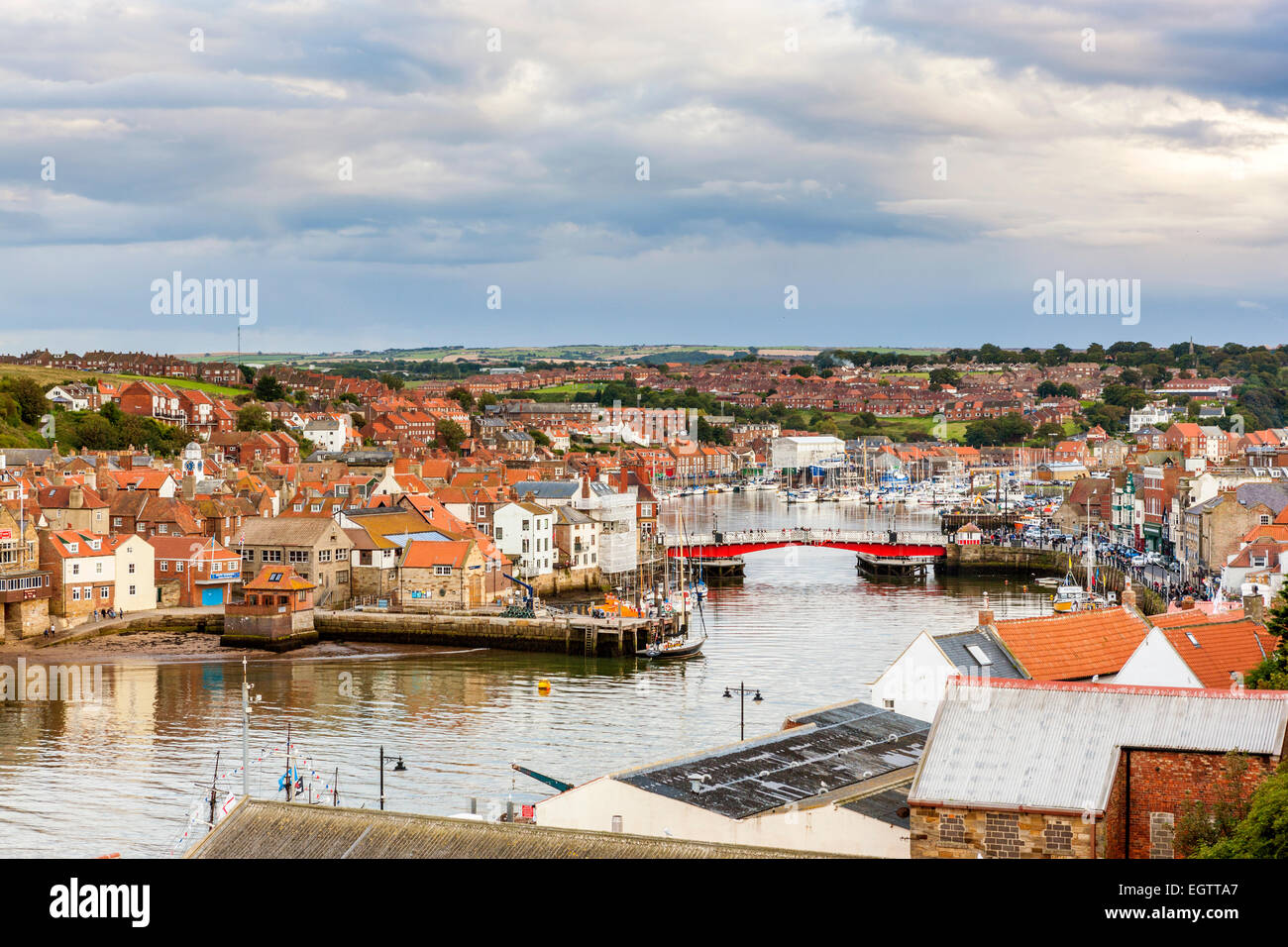 View of Whitby harbour and town, North Yorkshire, England, United ...