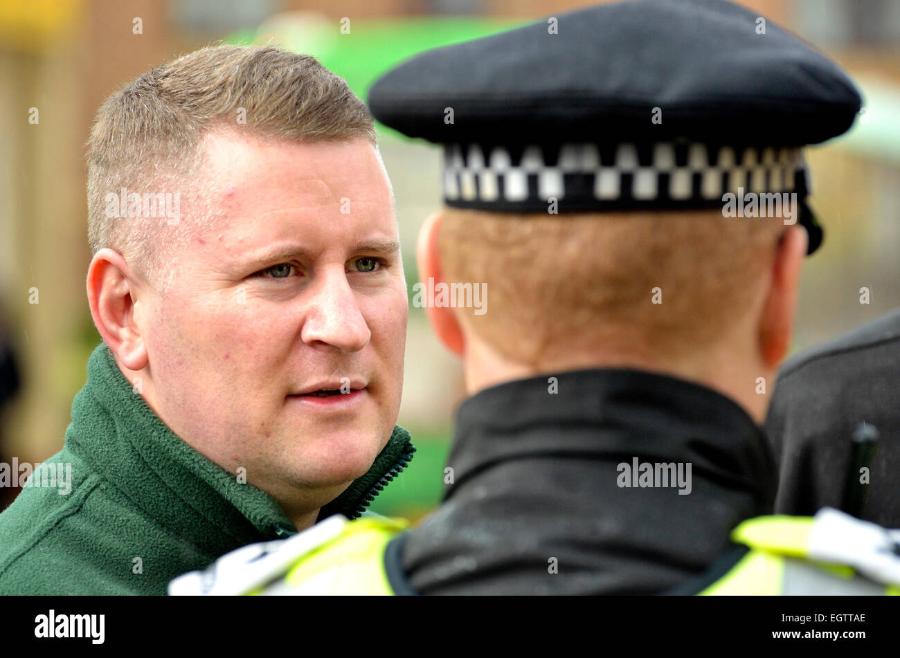 Paul Golding, leader of 'Britain First' at a march in Rochester ahead ...