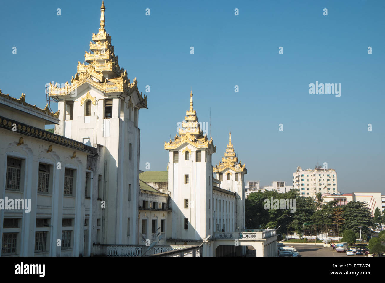 Yangon Central Railway Station on a blue sky day Yangon,Rangoon, Burma ...