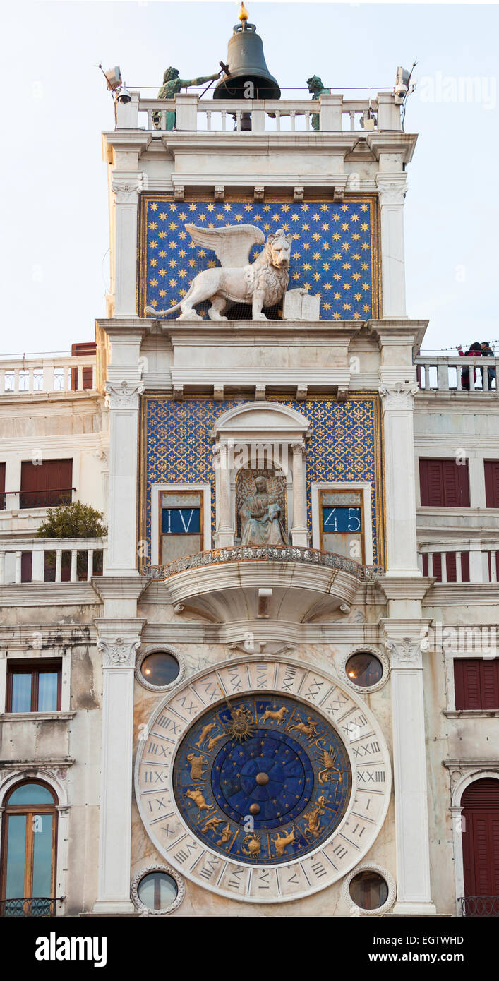 Zodiac Clock Tower In Venice Italy Ancient Time And Astrology. Detail