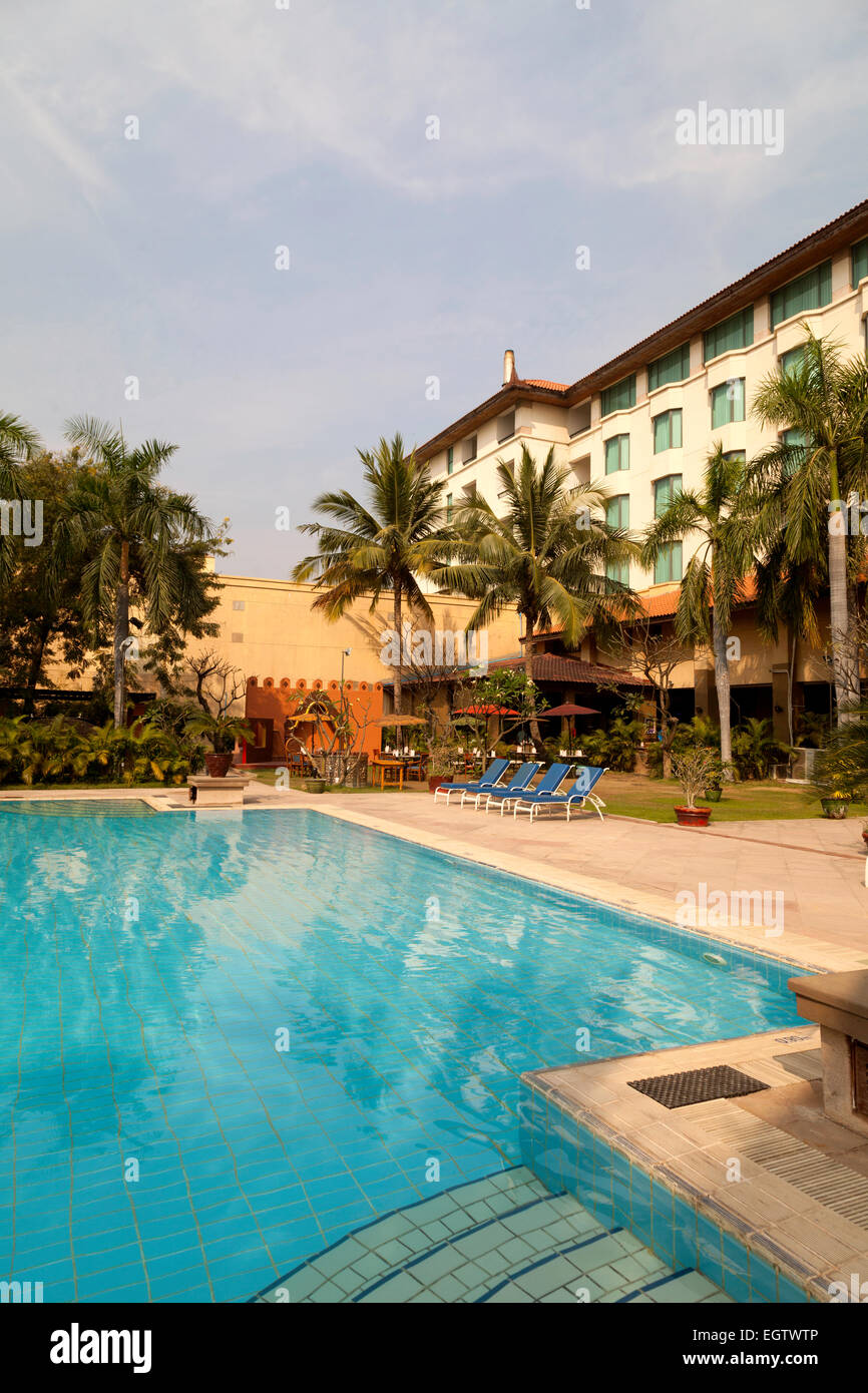 Myanmar hotel; The Sedona Hotel and swimming pool, Mandalay, Myanmar ...