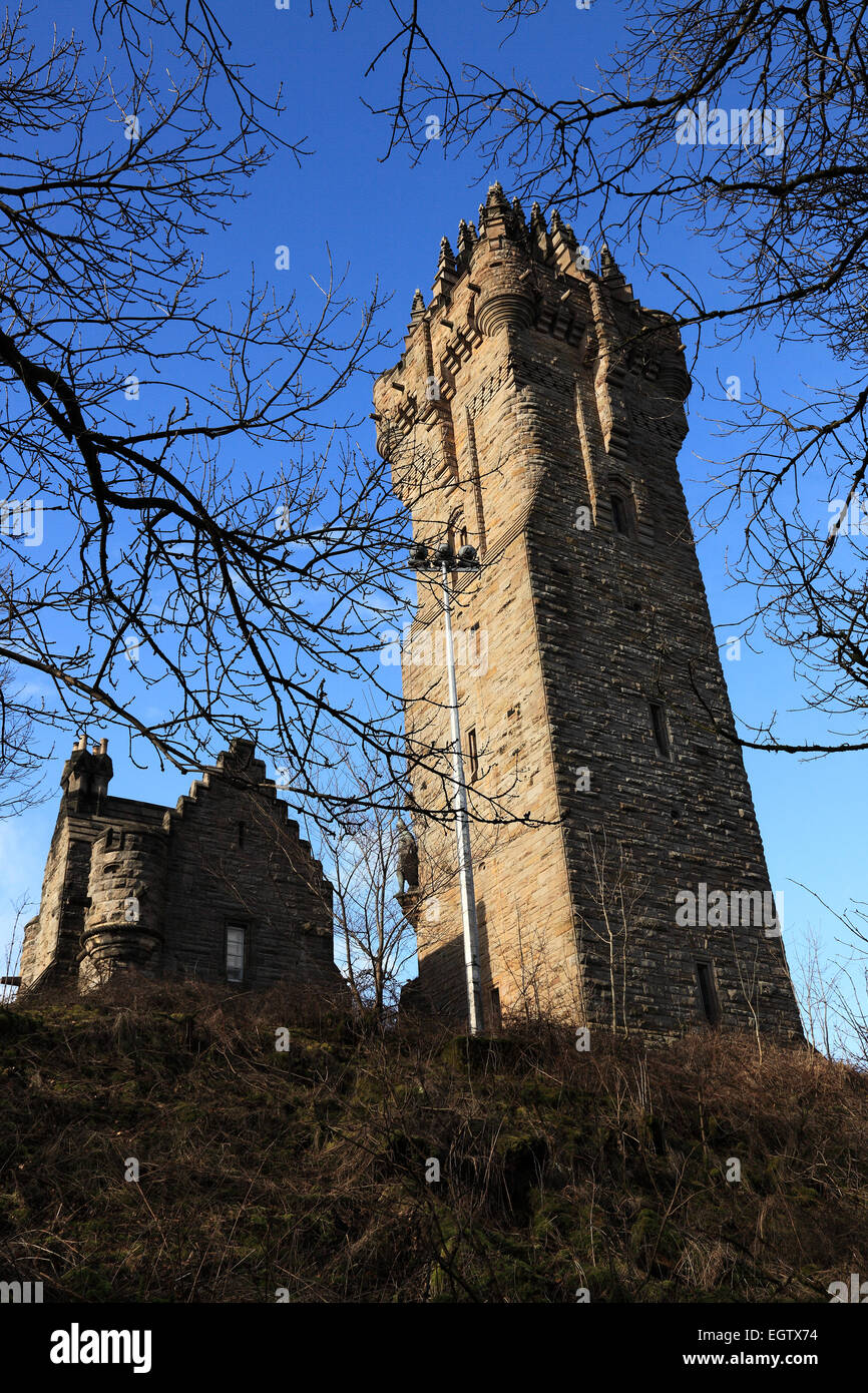 A close up view of the William Wallace Monument memorial tower in ...