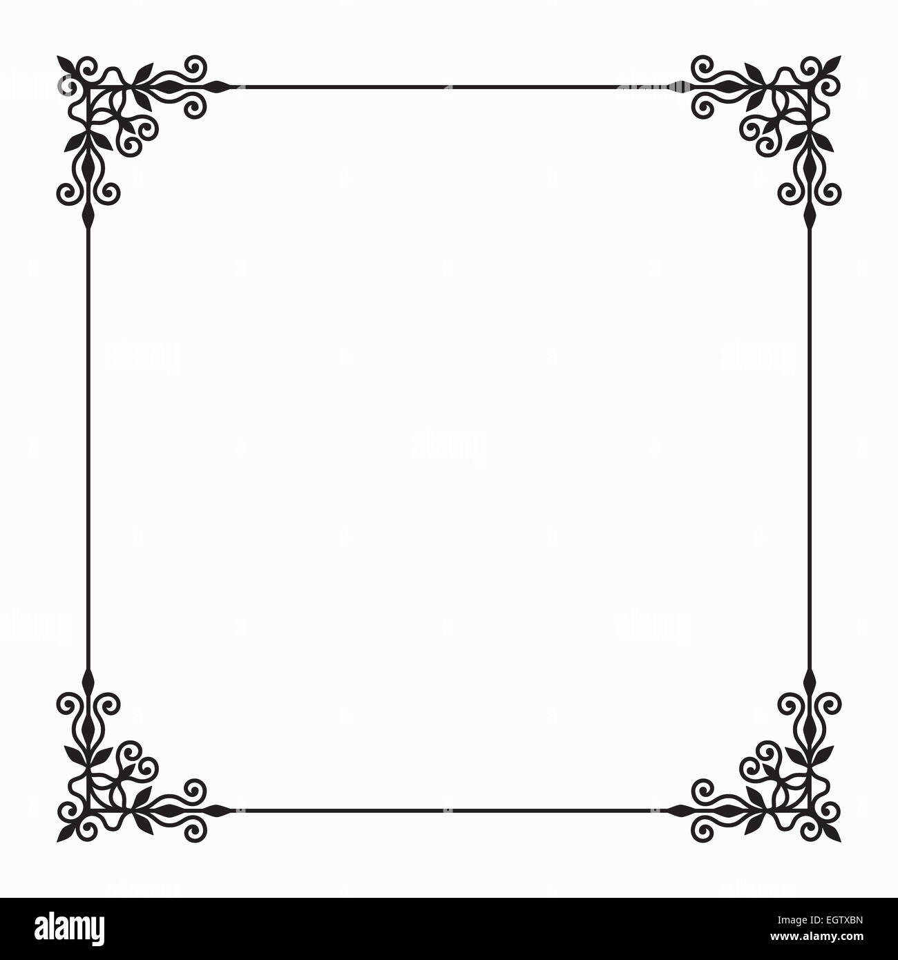 Vector Black Twirl Frame on White Background Stock Photo - Alamy