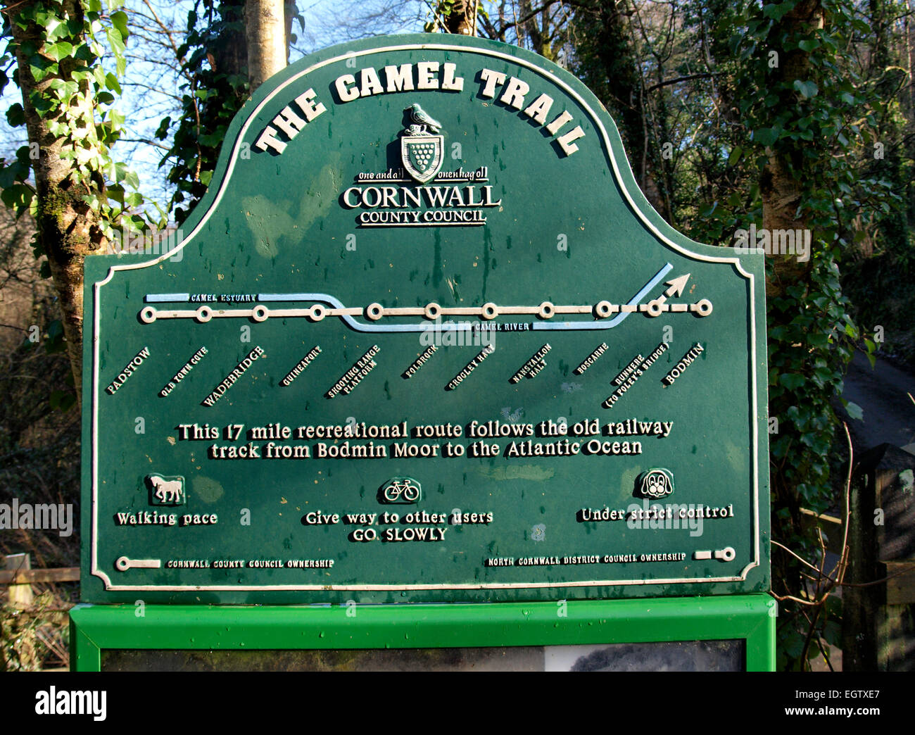 The Camel Trail map sign, Cornwall, UK Stock Photo - Alamy