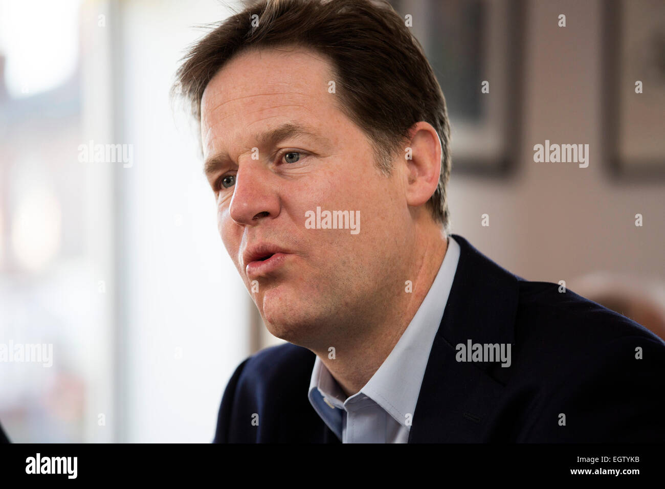 The Deputy Prime Minister Nick Clegg visiting cycling café Amici & Bici in Sheffield to announce ...