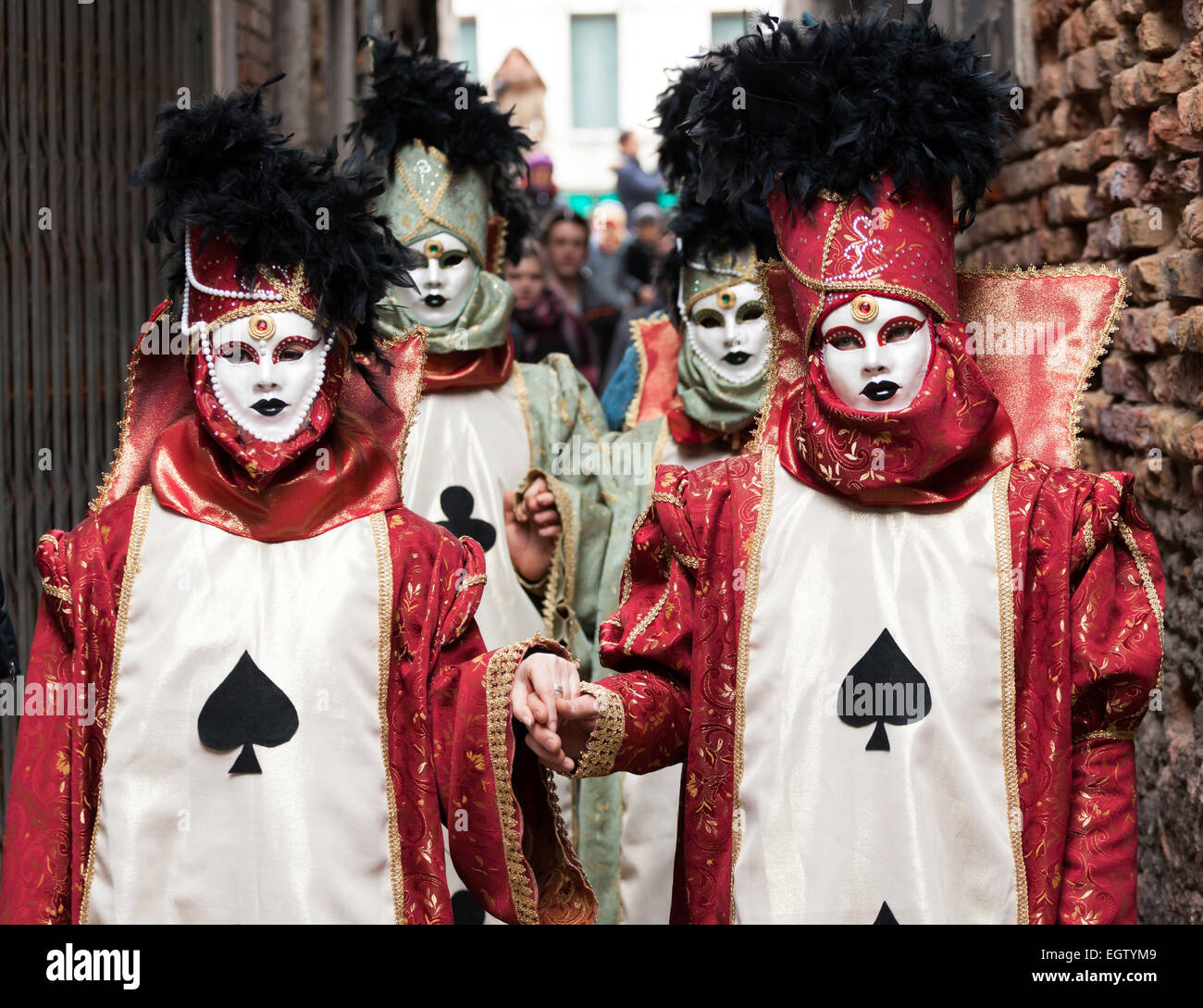 Venetian masks of 2015 depicting the French playing cards Stock Photo ...