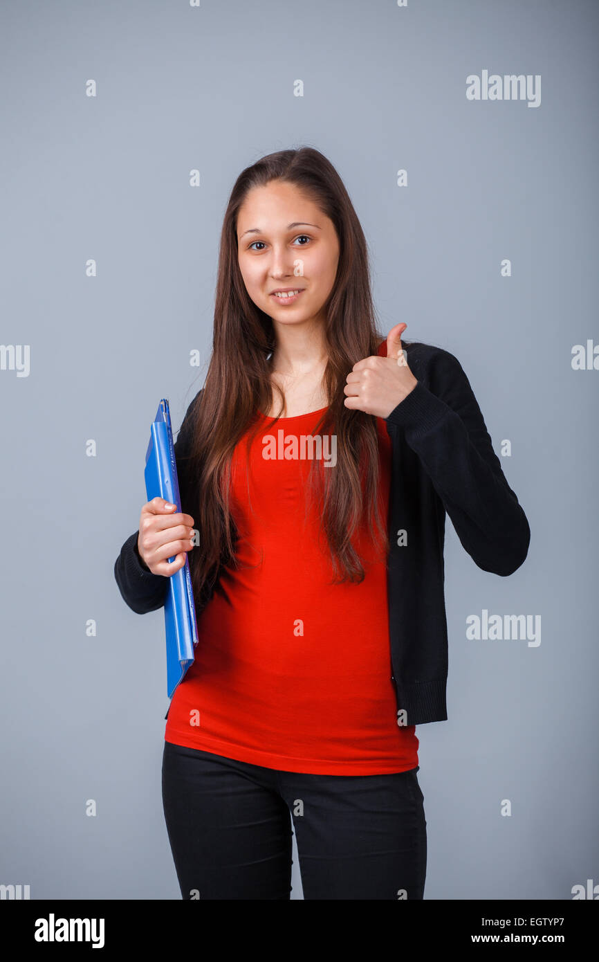 Girl with folder Stock Photo - Alamy