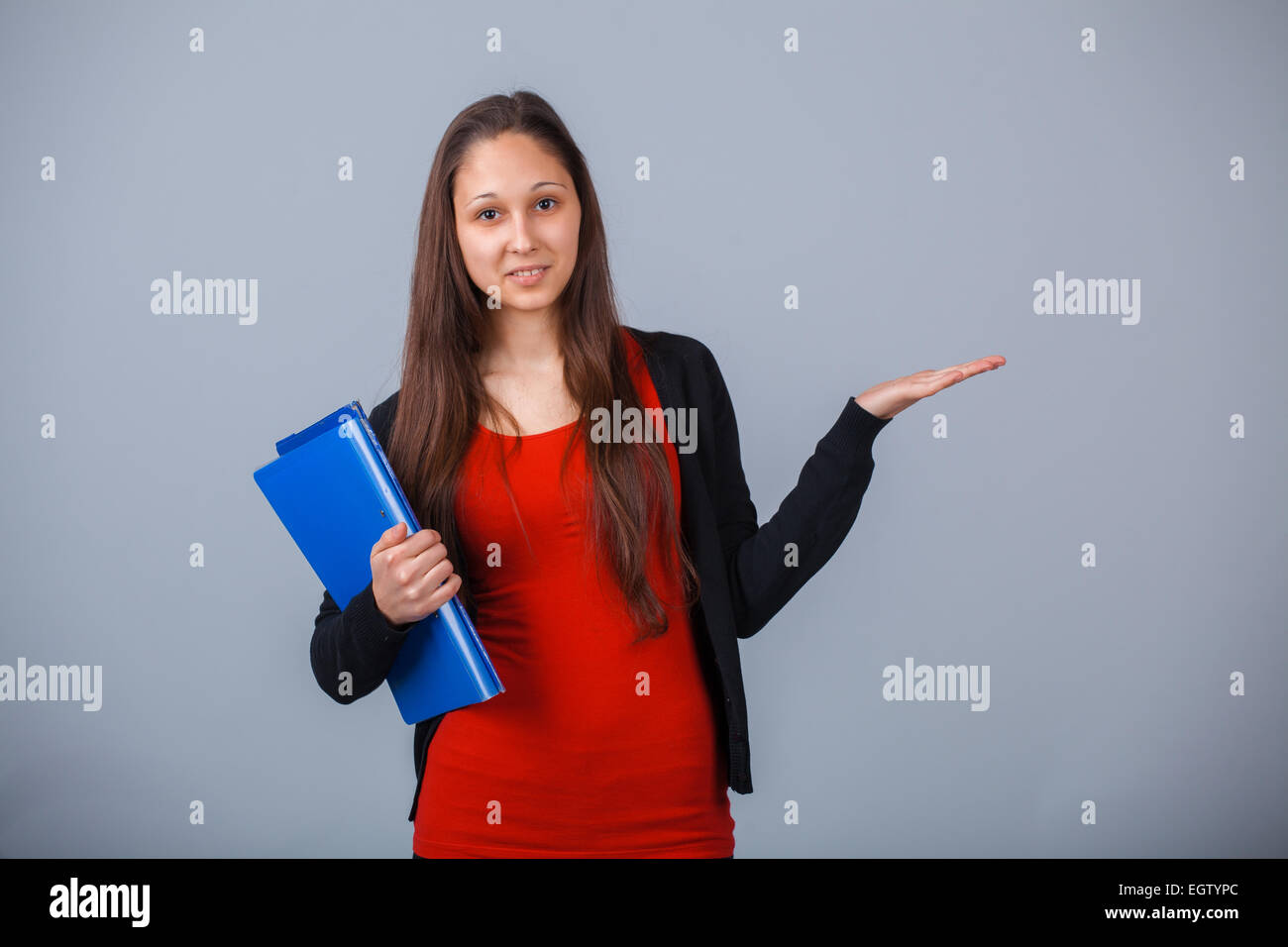Girl with folder Stock Photo - Alamy