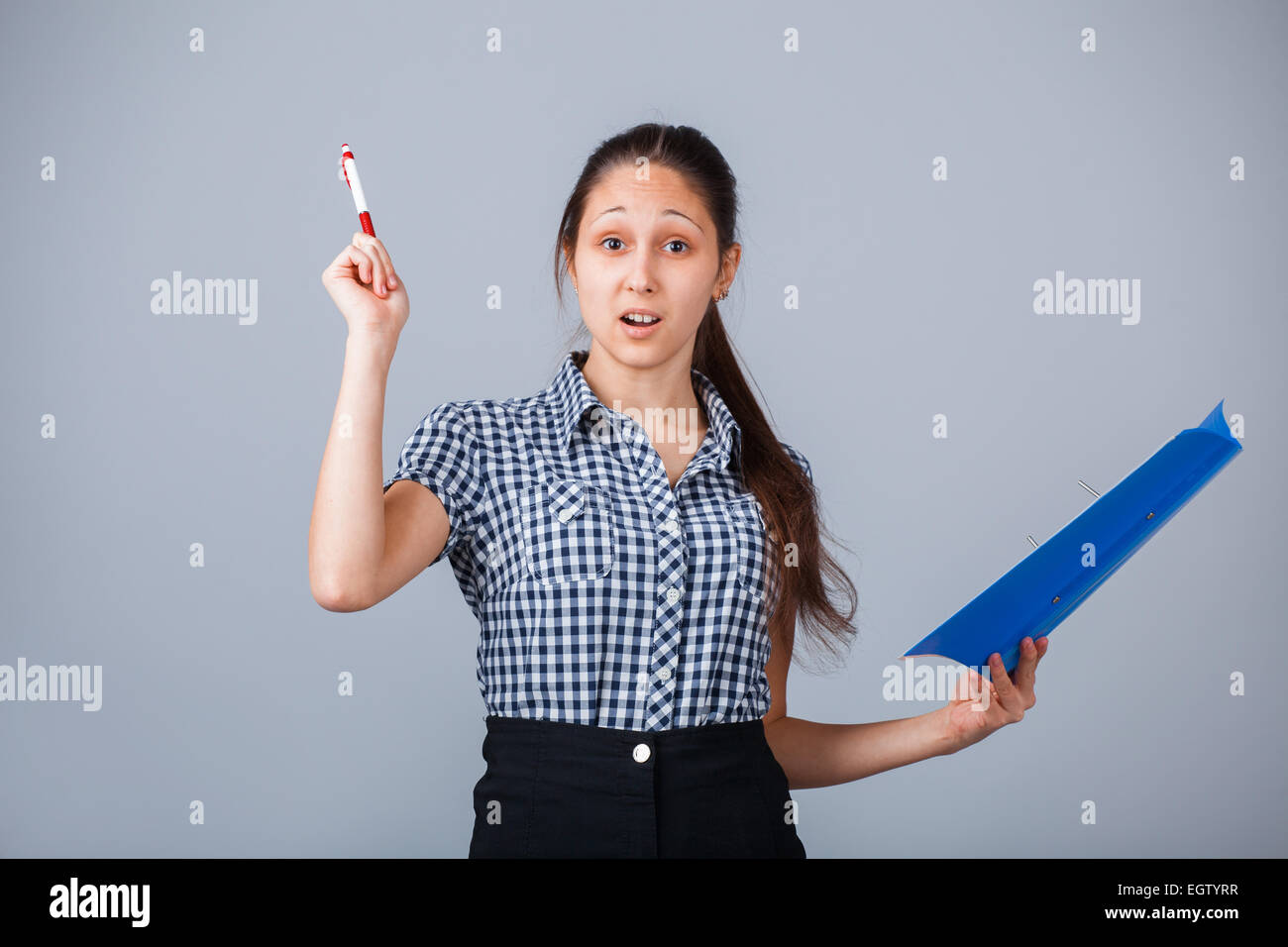 Girl with folder Stock Photo - Alamy