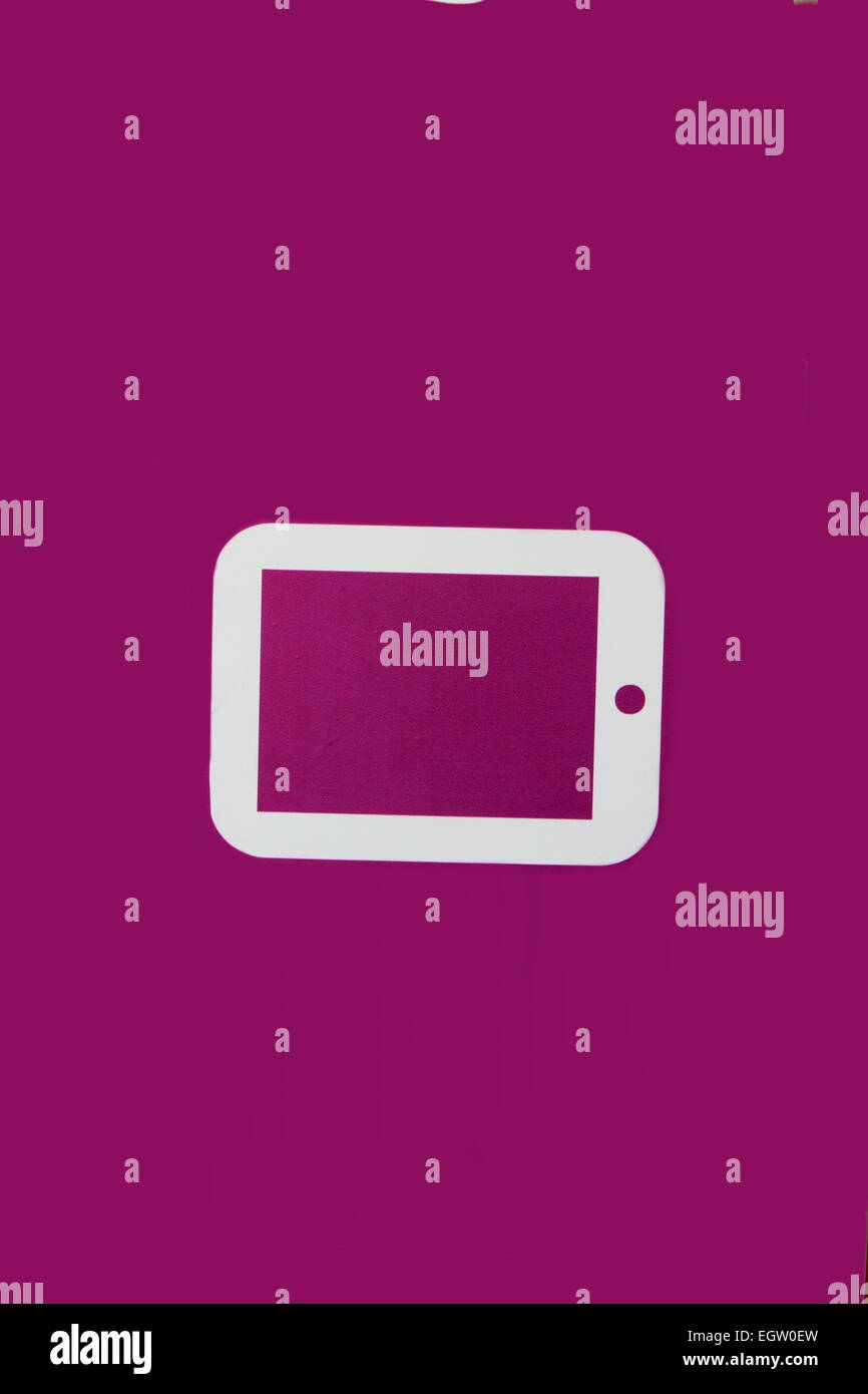 on a lilac background shows a tablet icon Stock Photo - Alamy