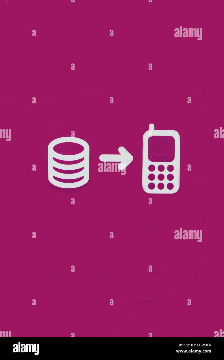 on a lilac background shows the icons of the container and a mobile ...