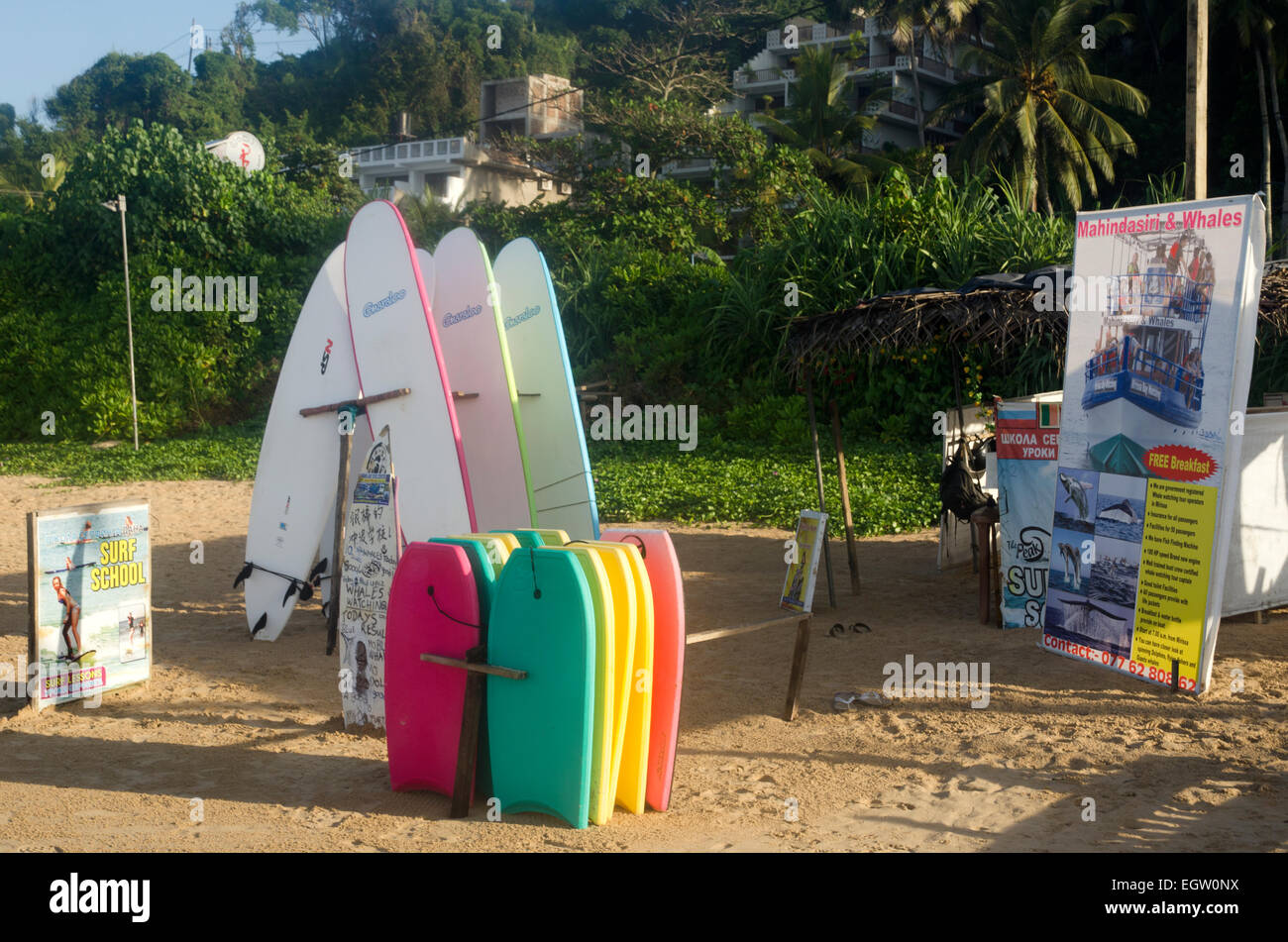 Surf boards on Mirissa beach, Sri Lanka Stock Photo - Alamy
