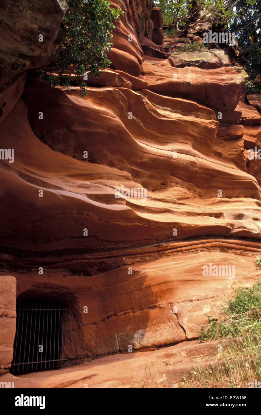 Caves above river Eden at Corby Castle Cumbria England UK Stock Photo ...