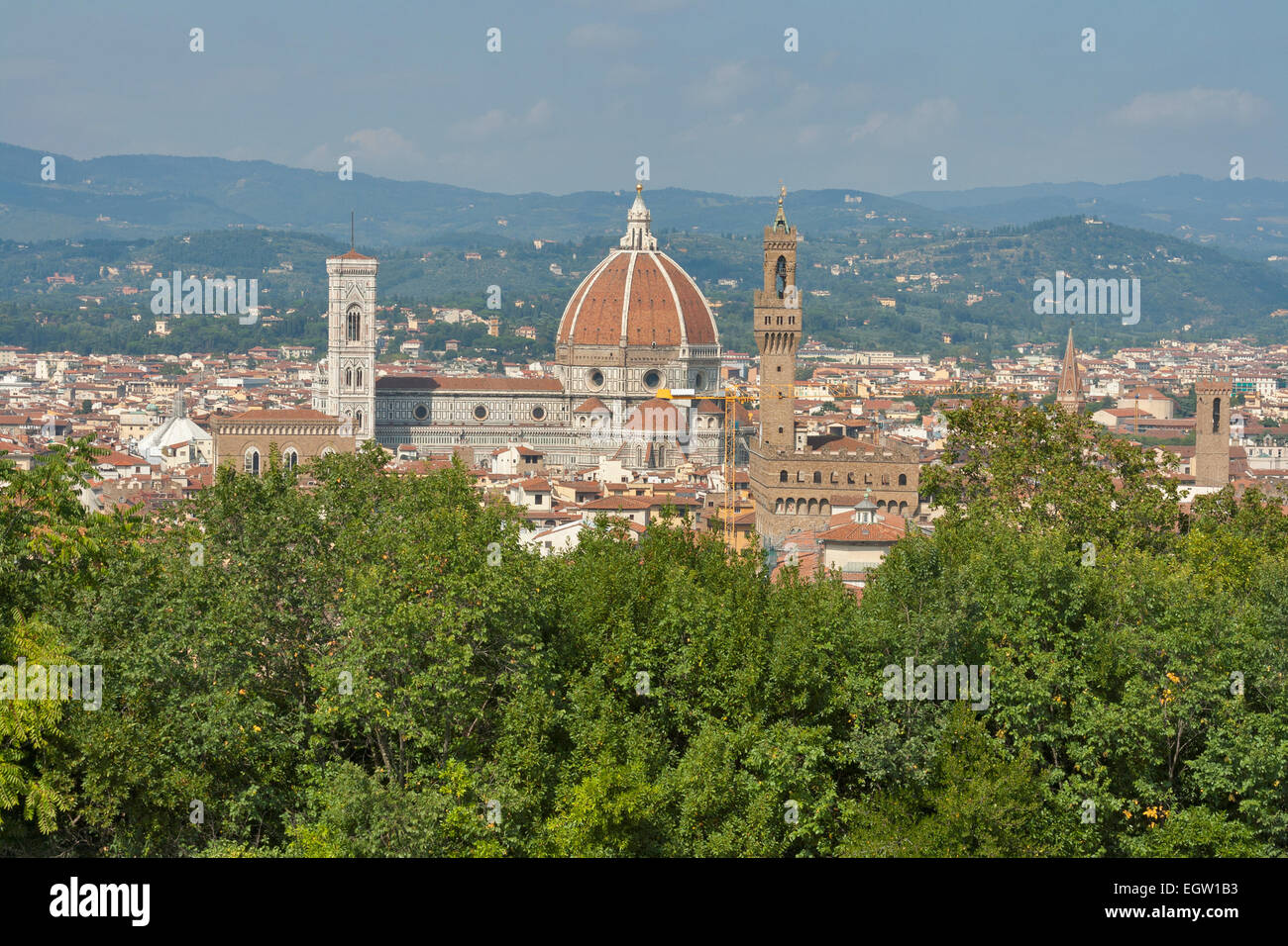 Cityscape of Florence, Italy with the Duomo Cathedral and bell tower ...