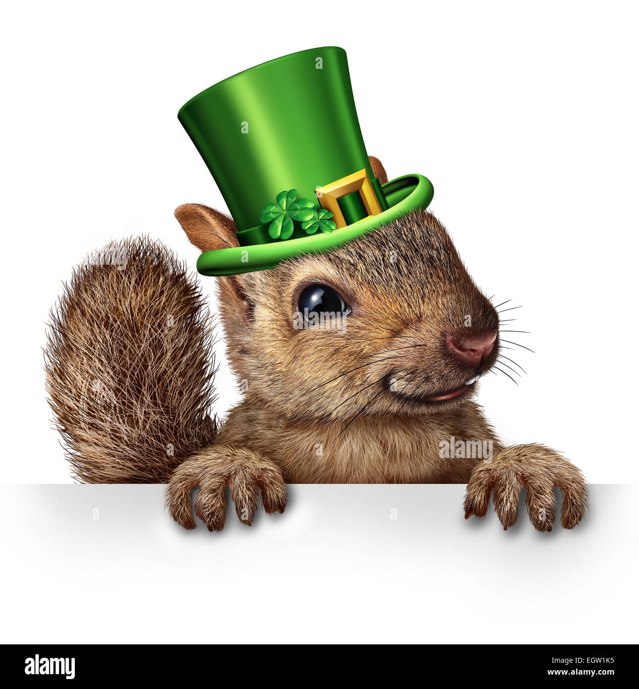 Spring celebration squirrel as cute happy wildlife wearing a green ...
