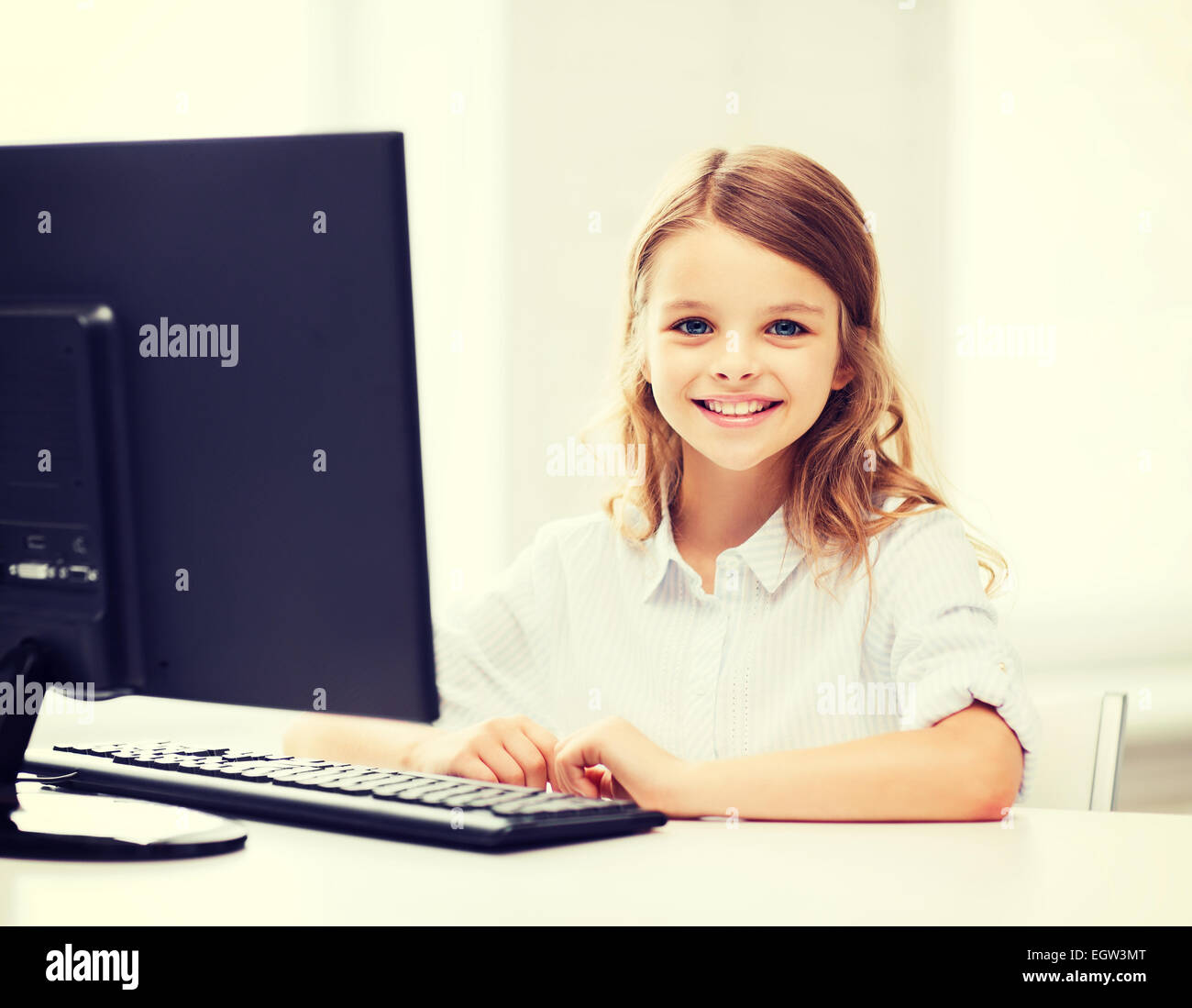 student girl with computer at school Stock Photo - Alamy