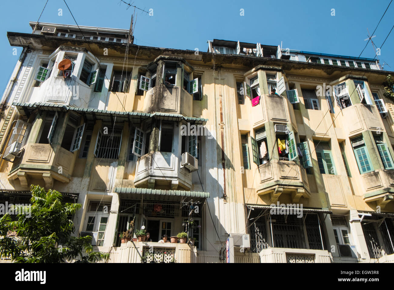 Colonial buildings, renovations,development in center,centre of Yangon ...