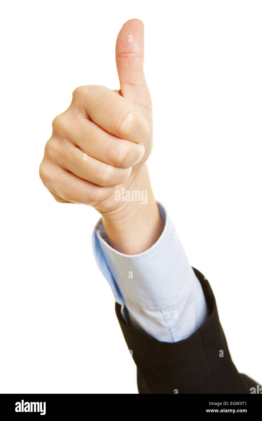 Hand holding thumbs up as a victory sign Stock Photo - Alamy