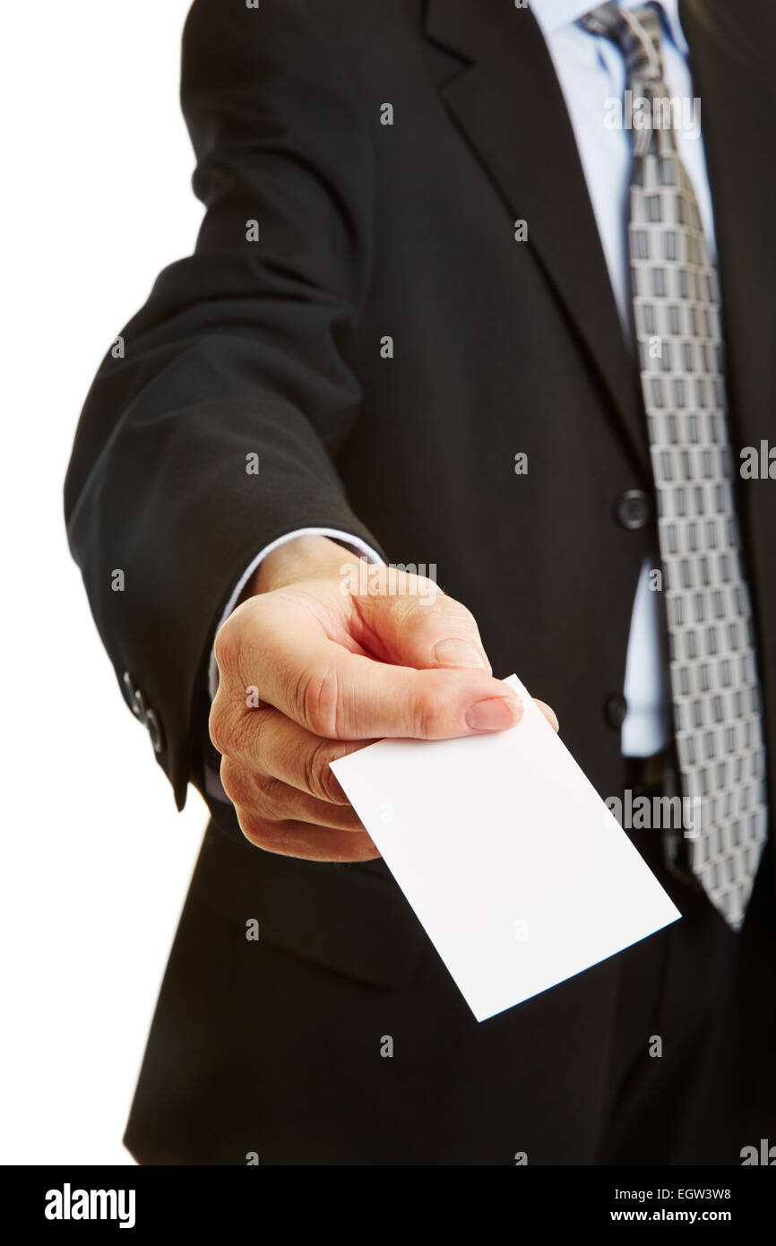 Businessman offering empty white business card with his hand Stock ...