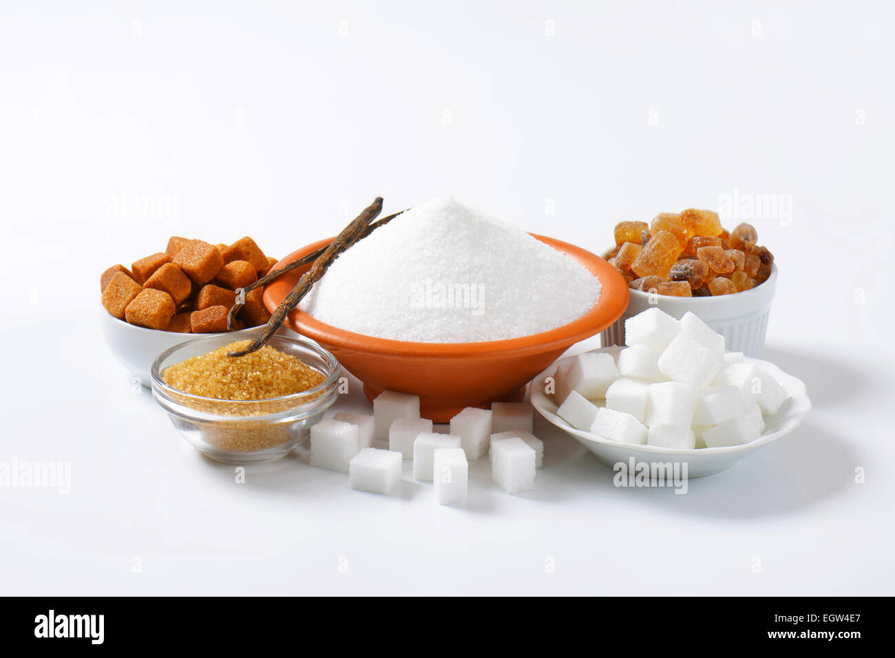 Still life of various types of sugar in bowls Stock Photo - Alamy