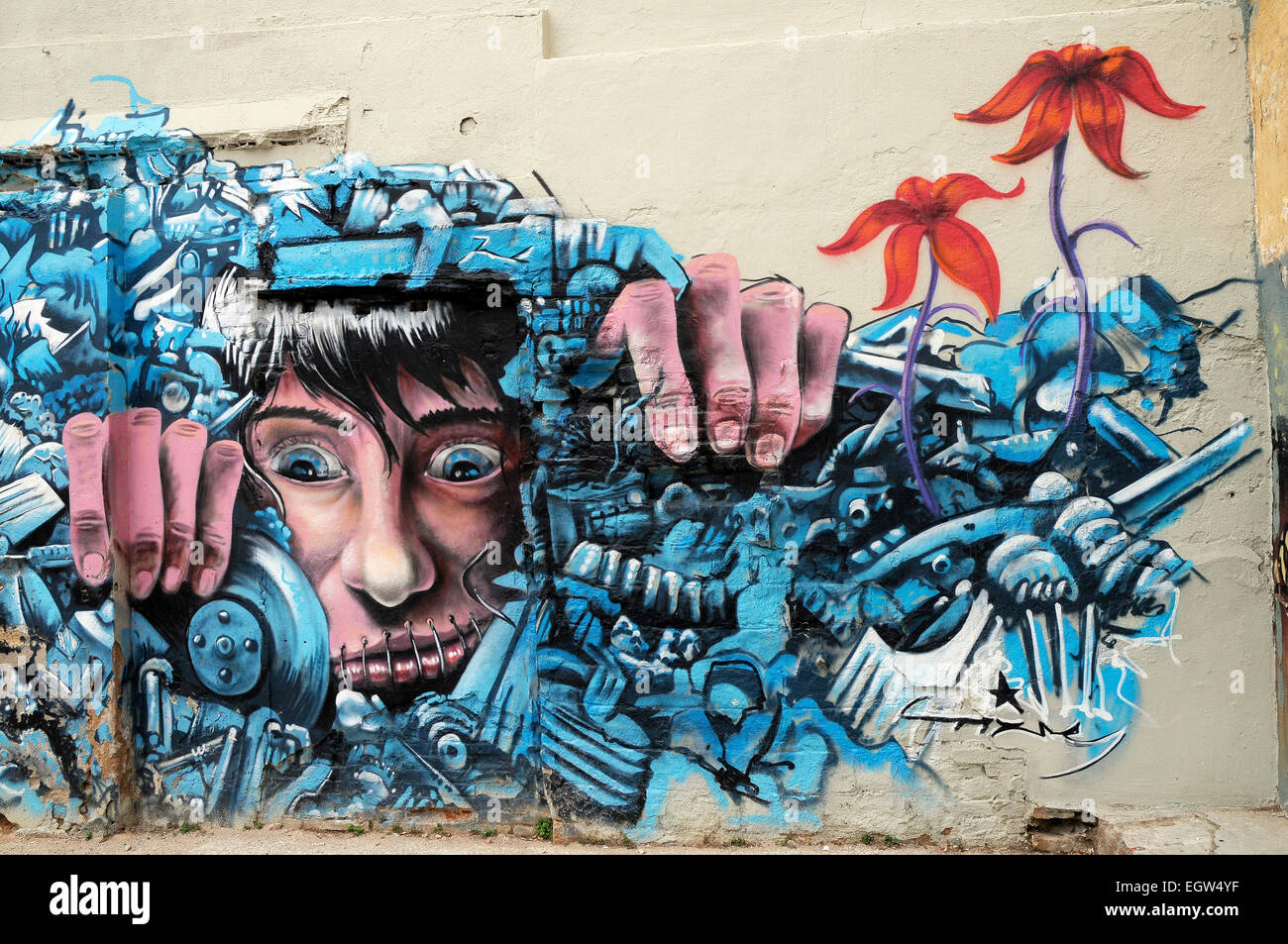 graffiti expressing unable to talk ,locked mouth Stock Photo - Alamy